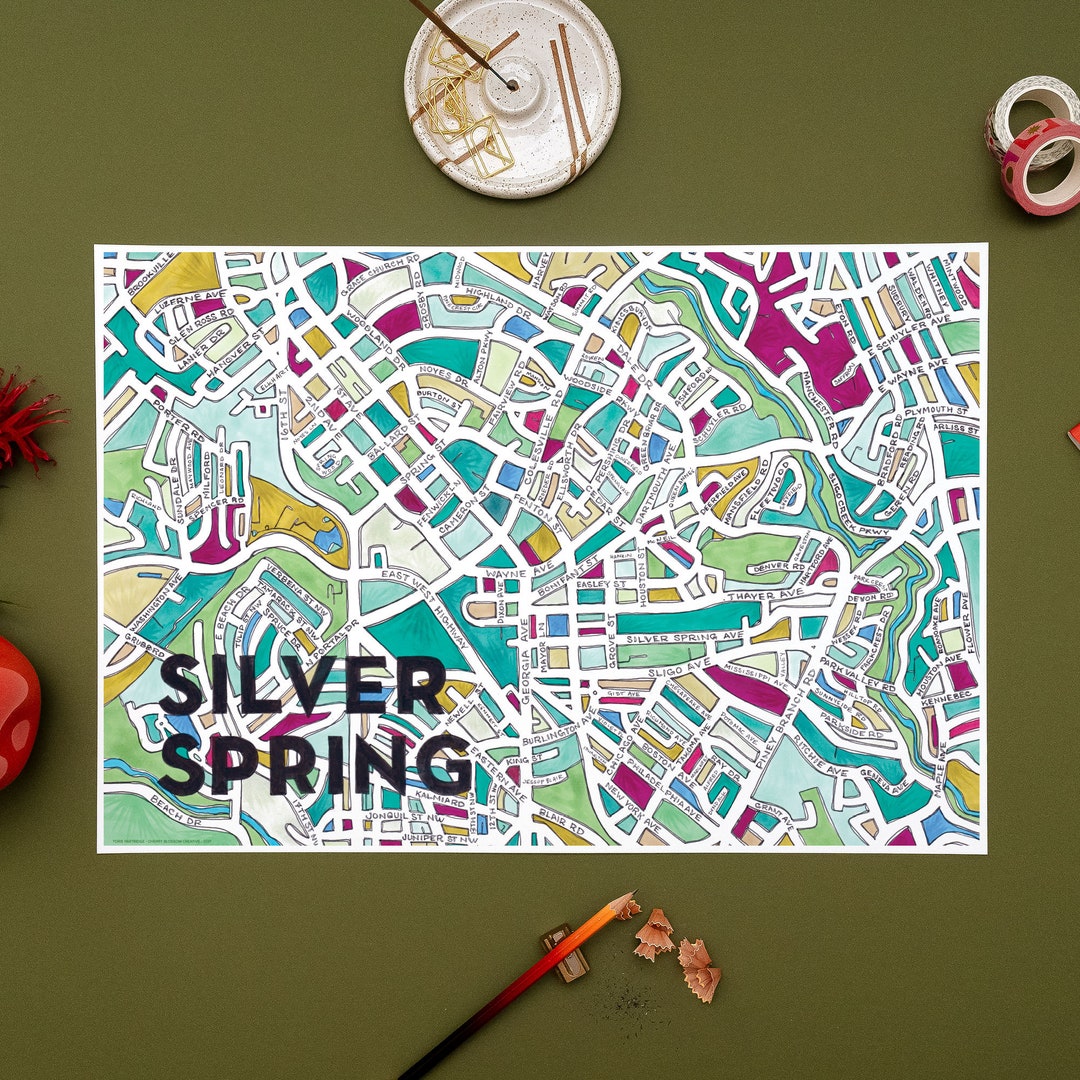 Silver Spring Neighborhood Map Art Print - Etsy