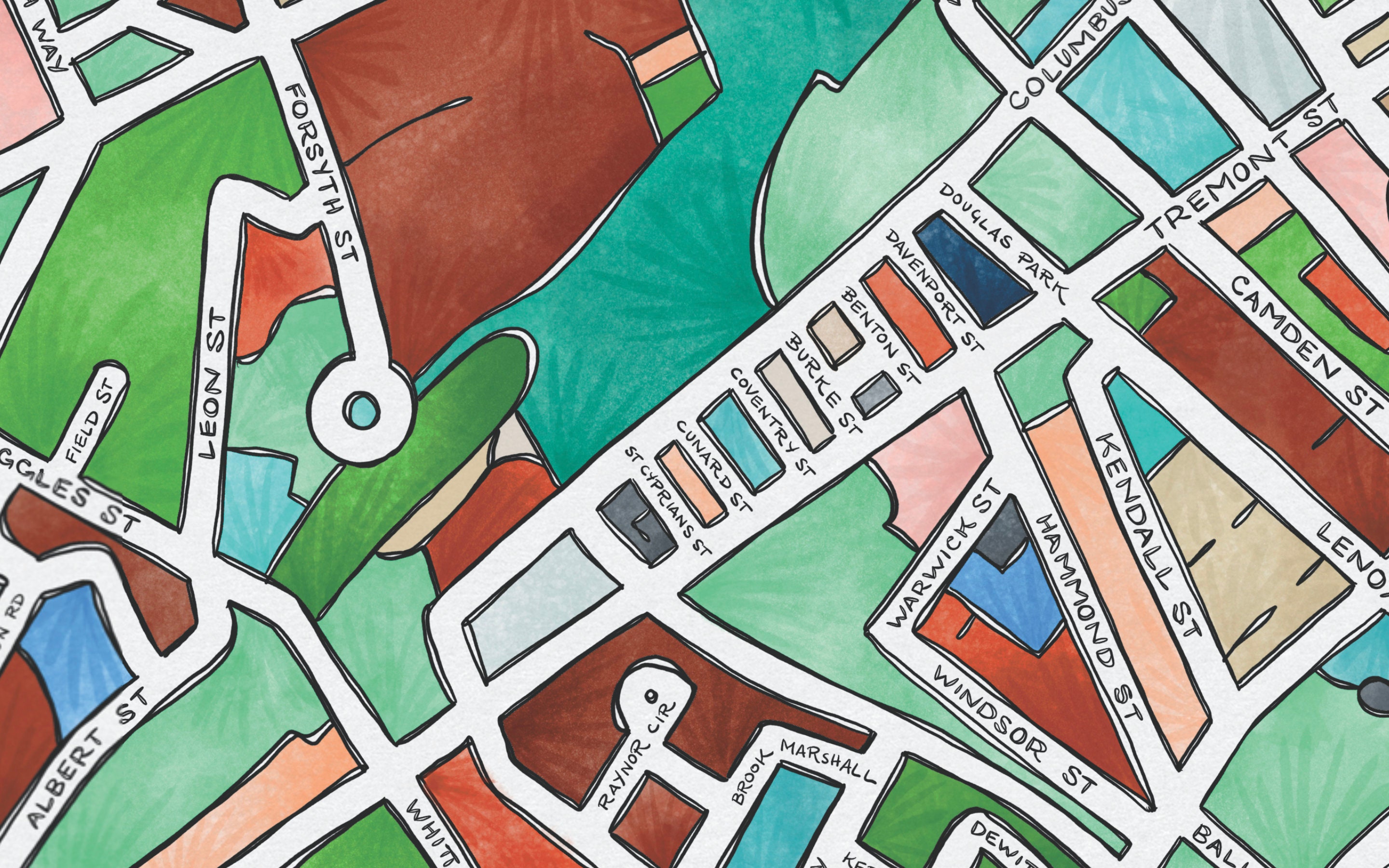 South End boston Neighborhood Map Art Print - Etsy