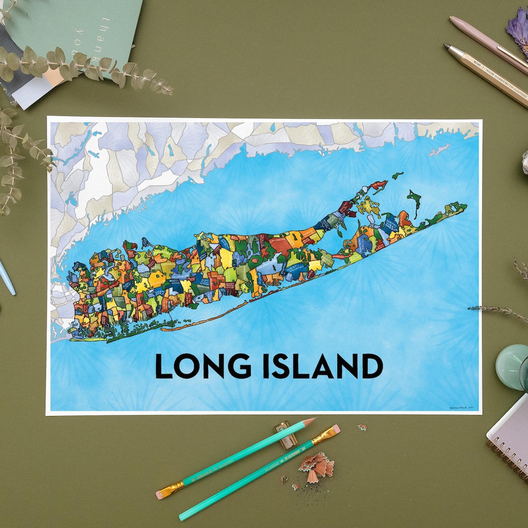 Long Island Neighborhoods Map Art Print - Etsy