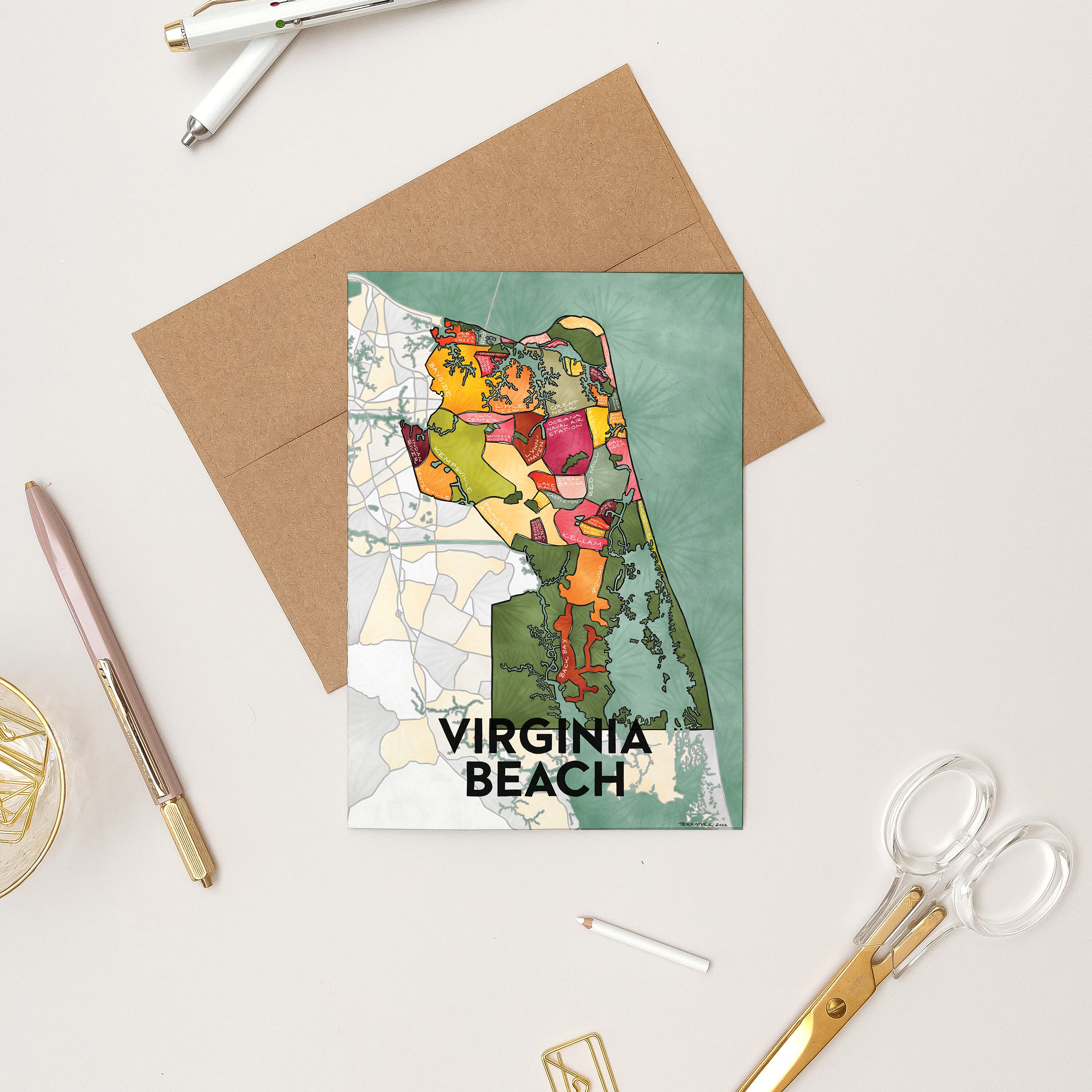 Virginia Beach Neighborhoods Greeting Card - Etsy