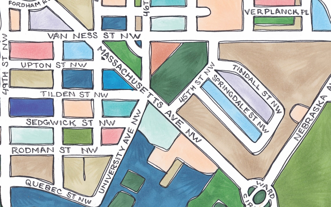 Tenleytown & AU Park Neighborhood Map Art Print - Etsy