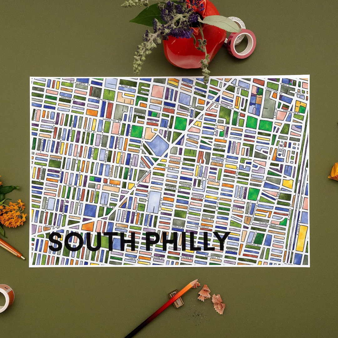 South Philly Neighborhood Map Art Print - Etsy