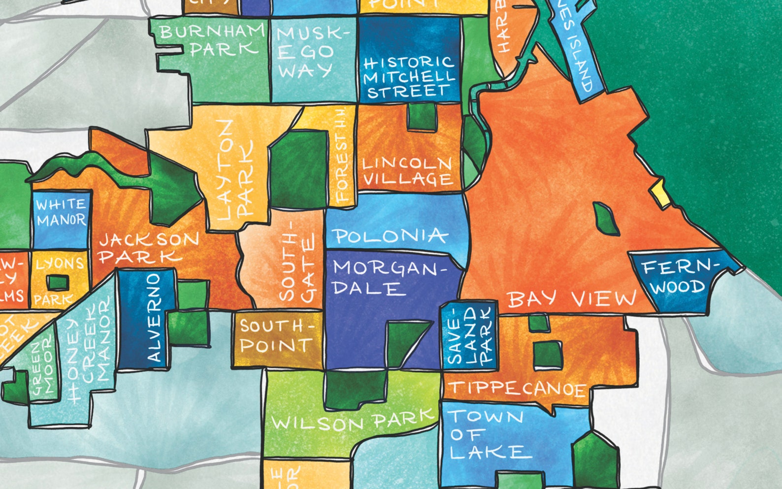 Milwaukee Neighborhoods Map Art Print - Etsy