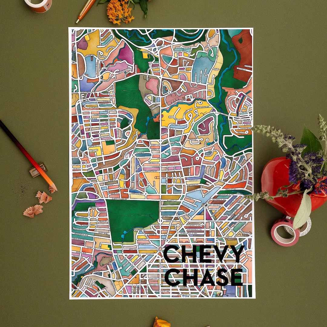 Chevy Chase MD Neighborhood Map Art Print - Etsy