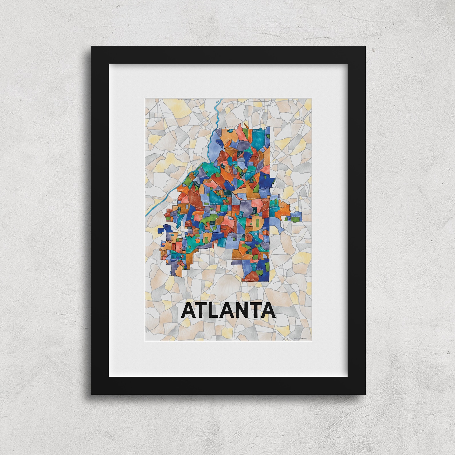 Atlanta Neighborhoods Map Art Print - Etsy