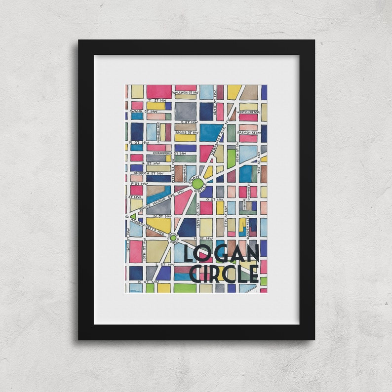 Logan Circle Neighborhood Map Art Print - Etsy