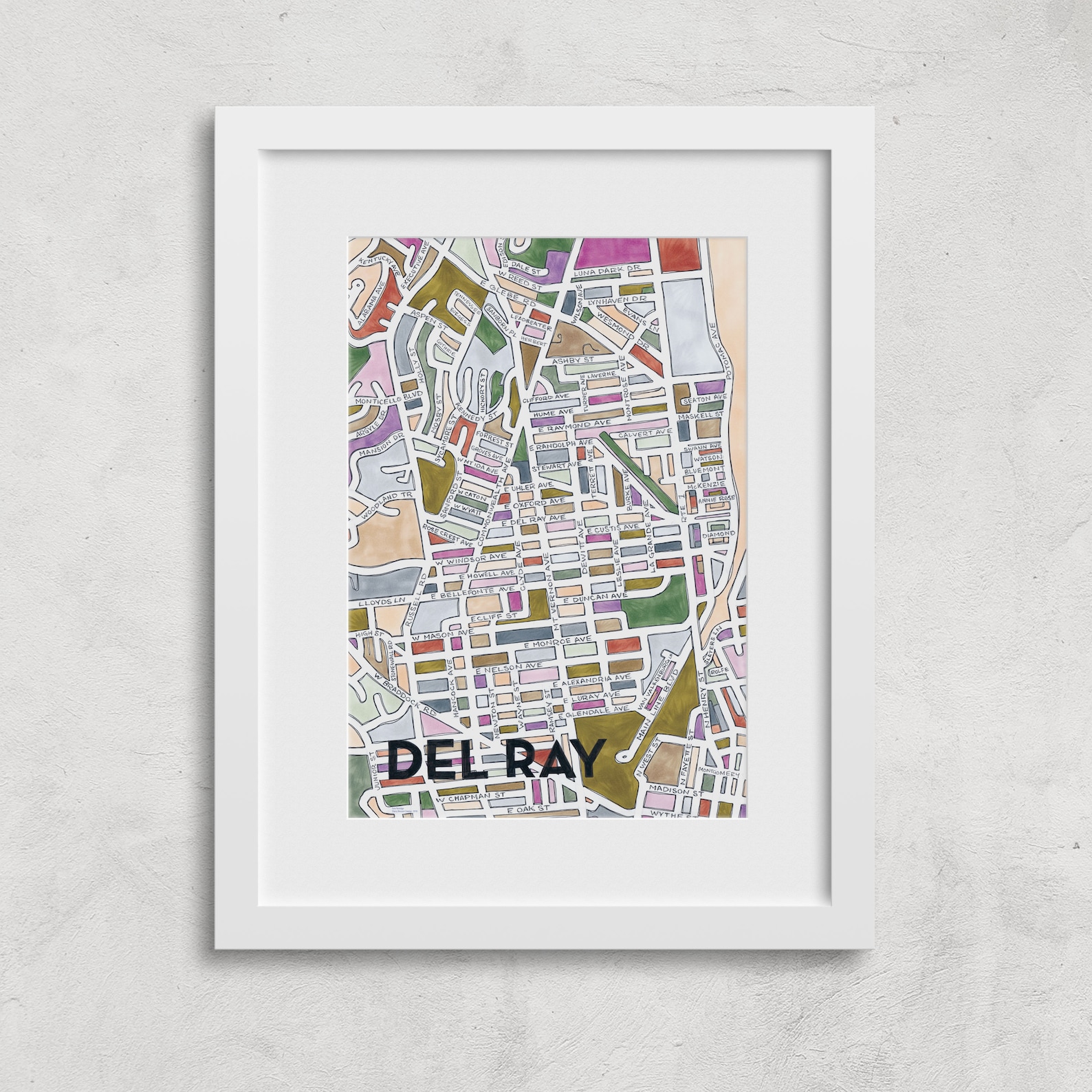 Del Ray Neighborhood Map Art Print - Etsy