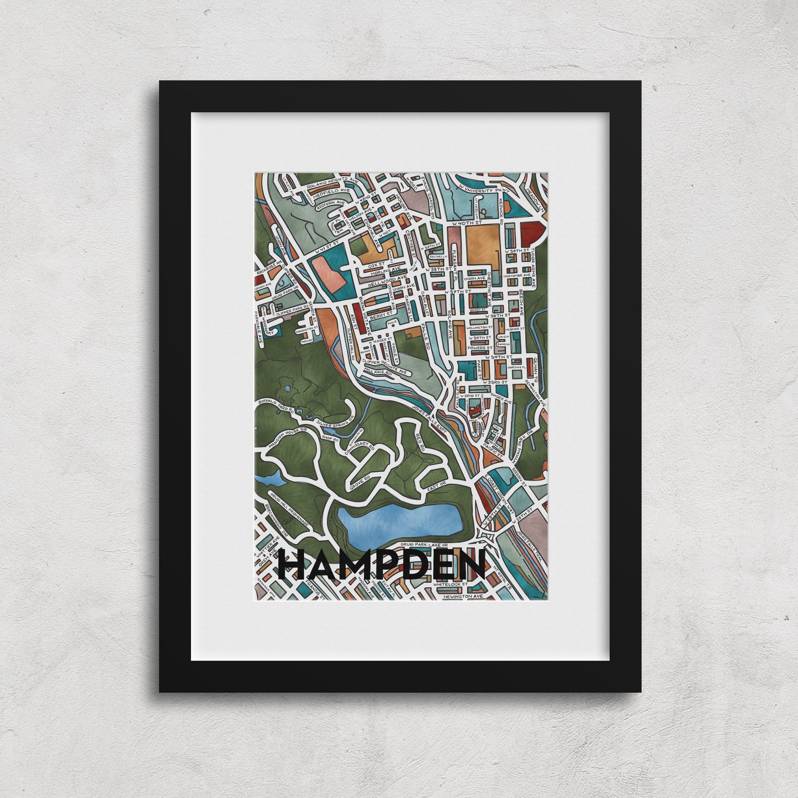 Hampden baltimore Neighborhood Map Art Print - Etsy