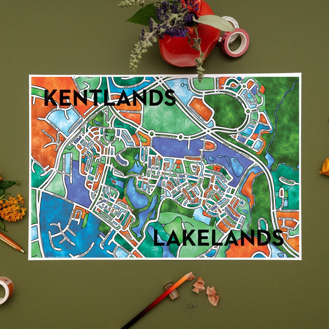 Kentlands & Lakelands (maryland) Neighborhood Map Art Print - Etsy