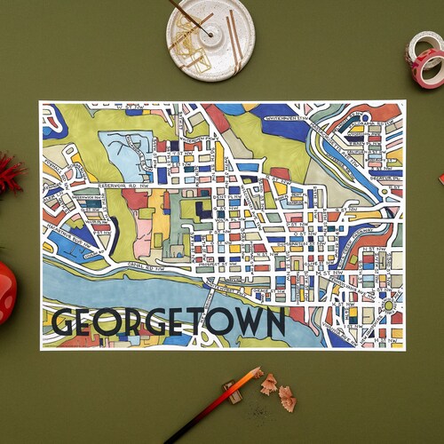 Georgetown Neighborhood Map Art Print | Etsy