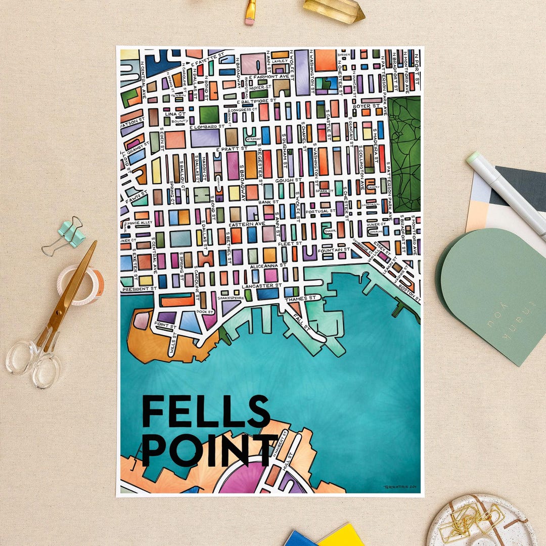 Fells Point Neighborhood Map Art Print - Etsy