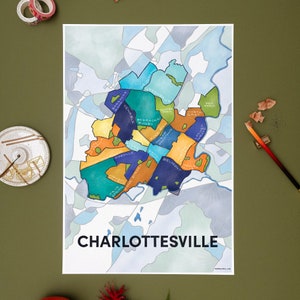 Charlottesville Neighborhoods Map Art Print - Etsy