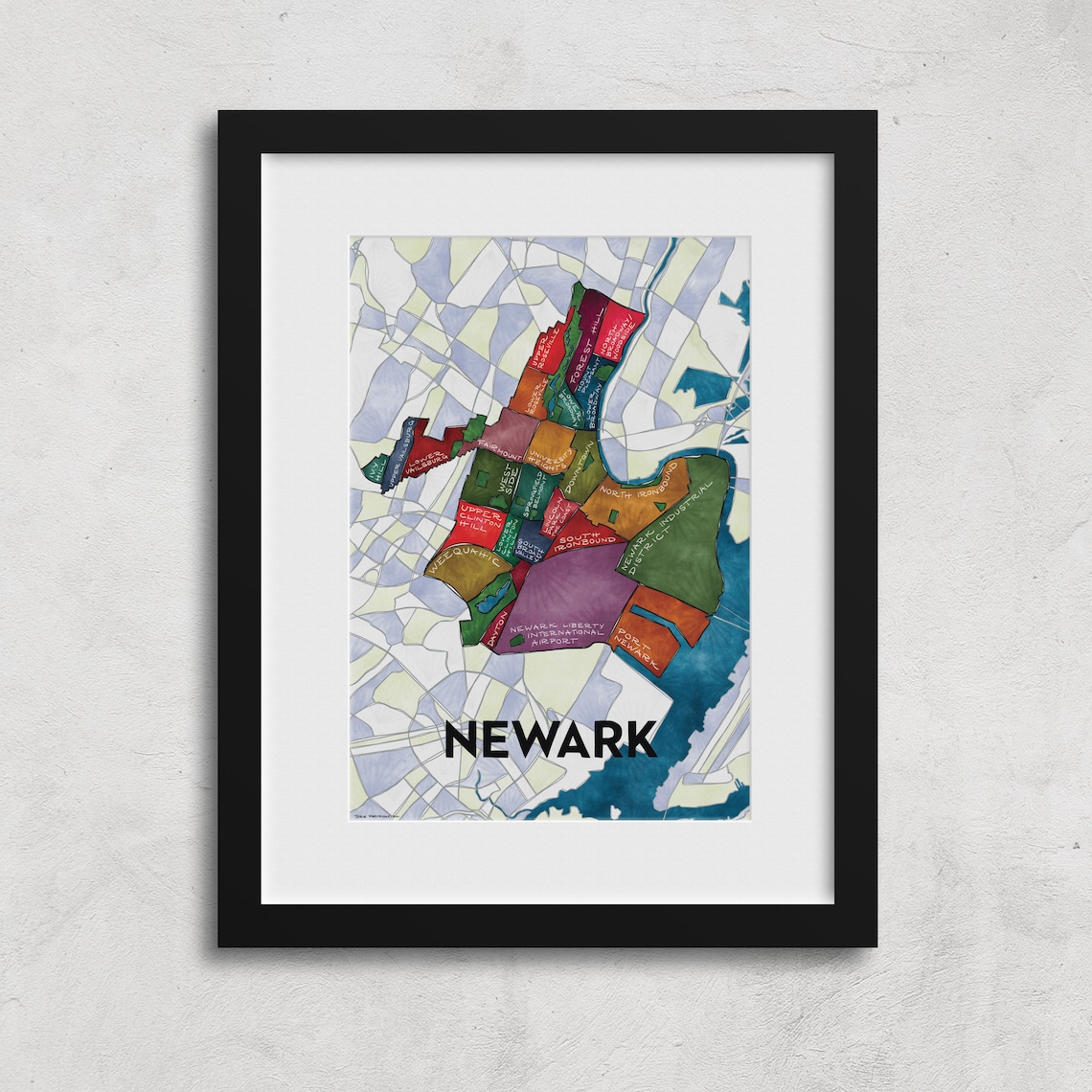 Newark Neighborhoods Map Art Print - Etsy