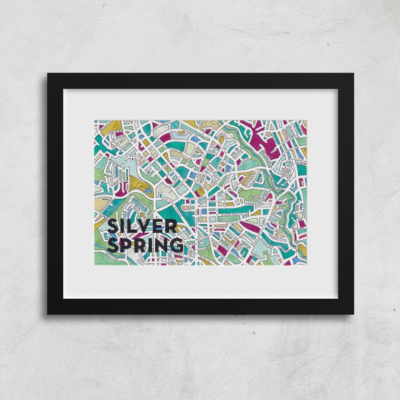 Silver Spring Neighborhood Map Art Print - Etsy