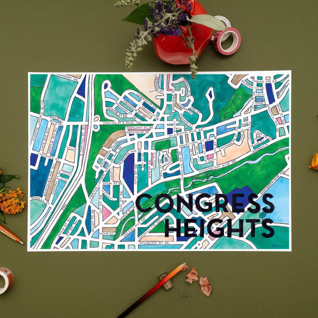 Congress Heights Neighborhood Map Art Print - Etsy