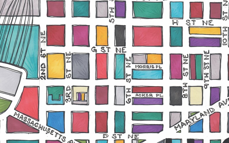 H Street Neighborhood Map Art Print - Etsy