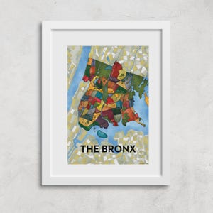 Bronx Neighborhoods Map Art Print - Etsy