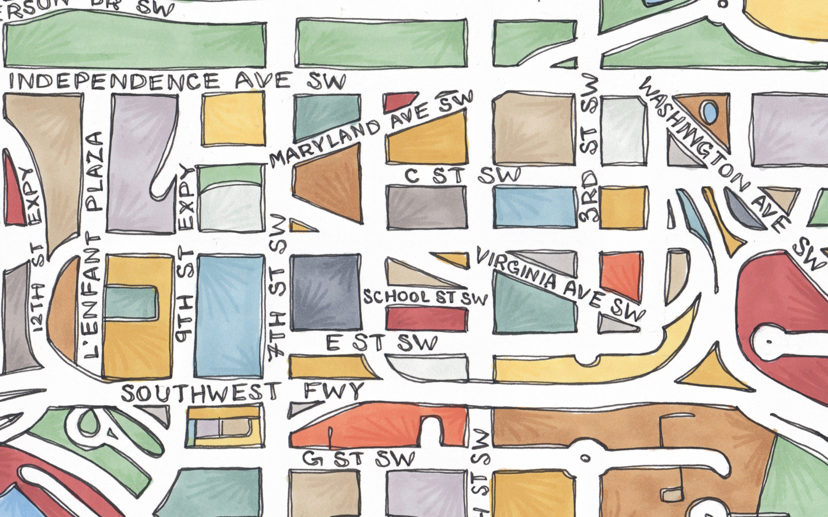 Southwest SW Neighborhood Map Art Print - Etsy