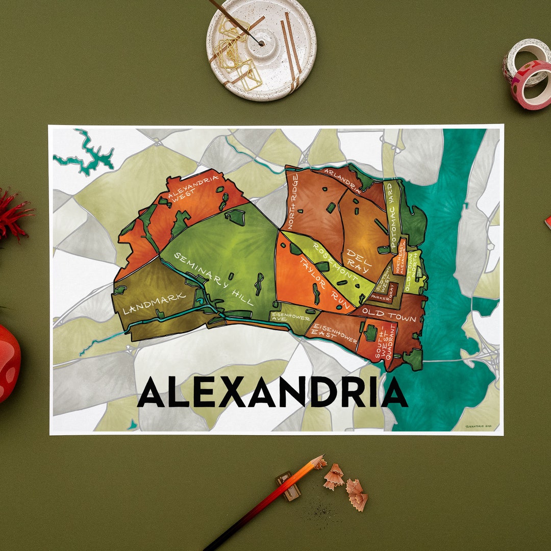 Alexandria Neighborhoods Map Art Print - Etsy