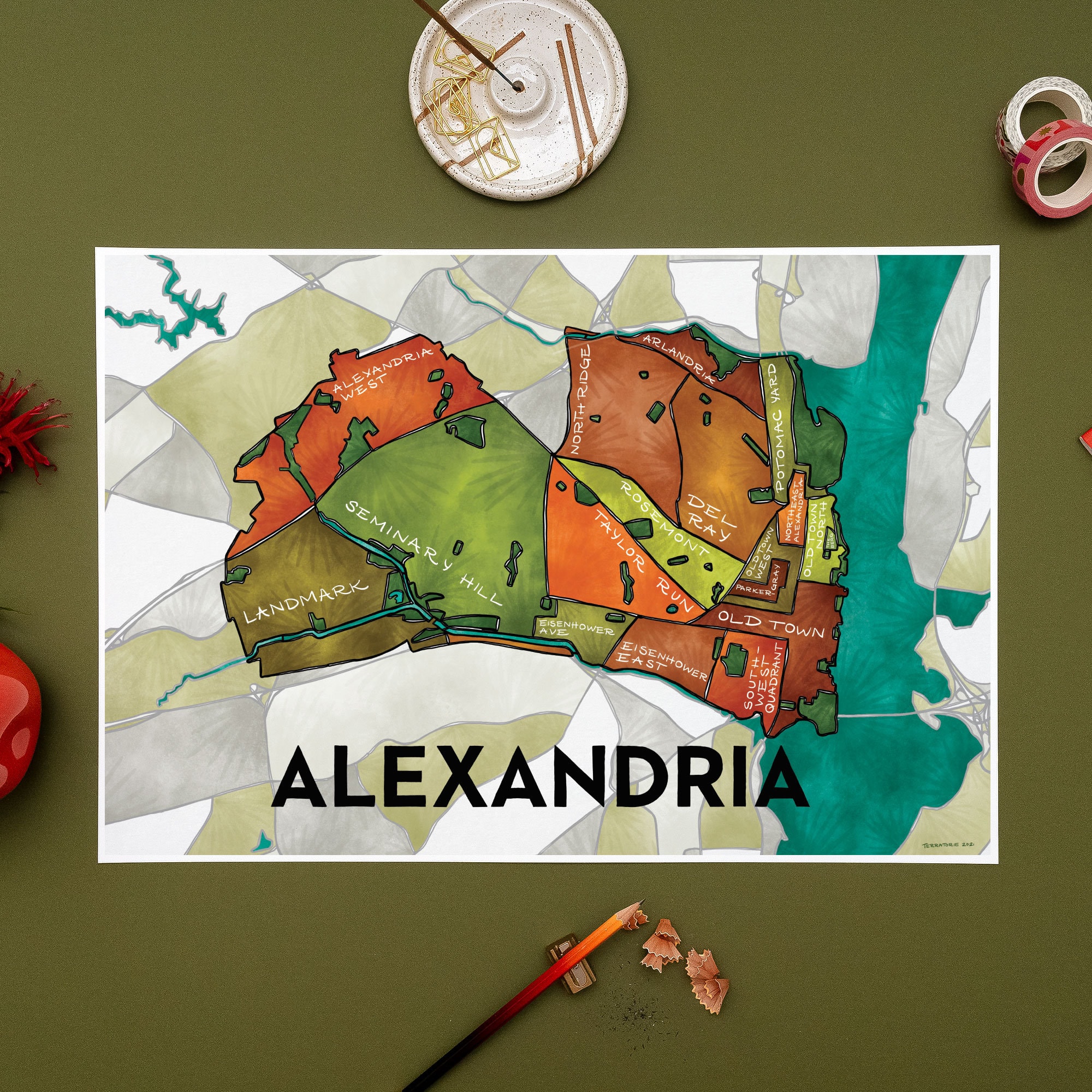 Alexandria Neighborhoods Map Art Print - Etsy