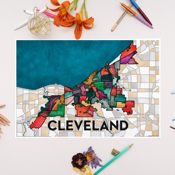 Cleveland Neighborhoods Map Art Print - Etsy