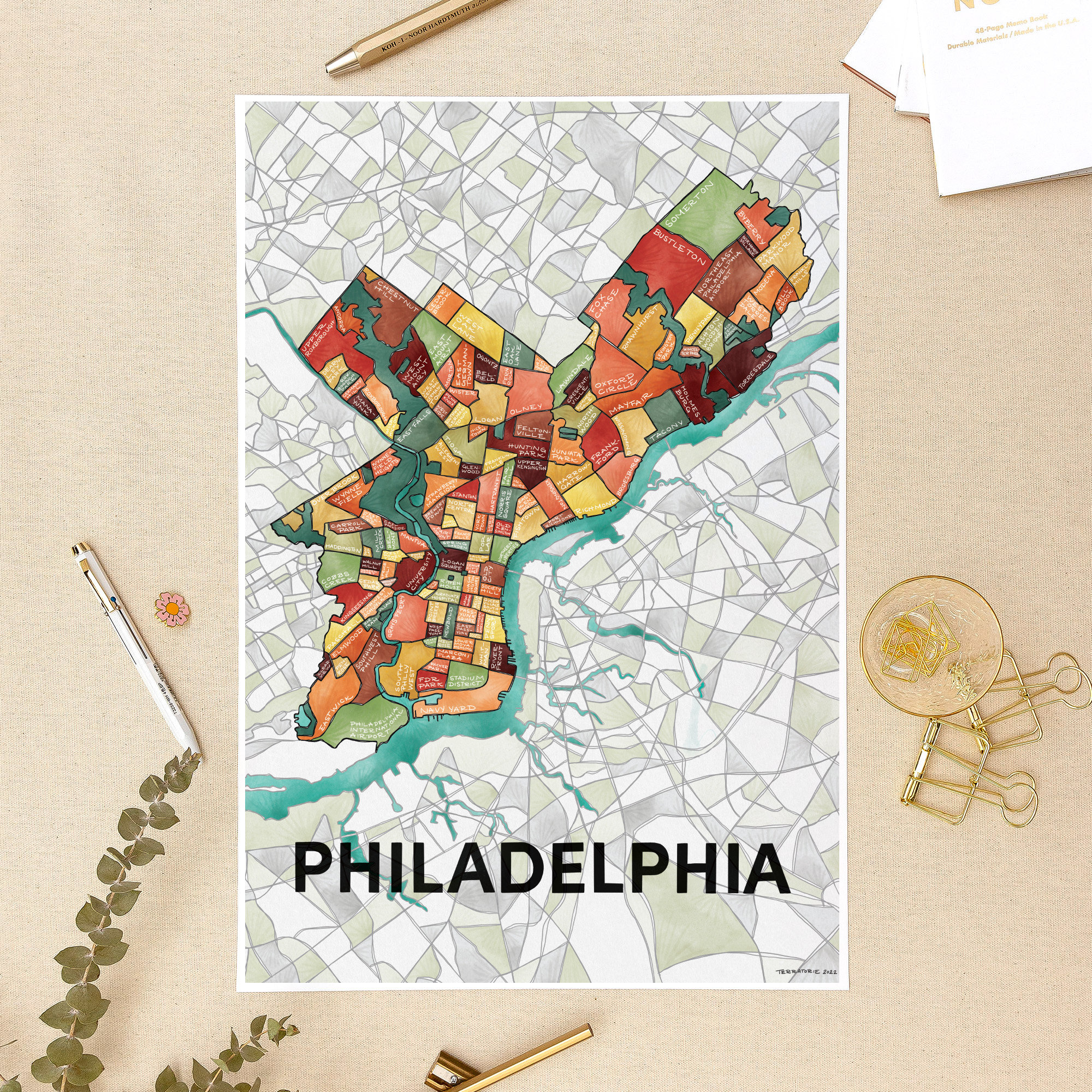 Philadelphia Neighborhoods Map Art Print - Etsy