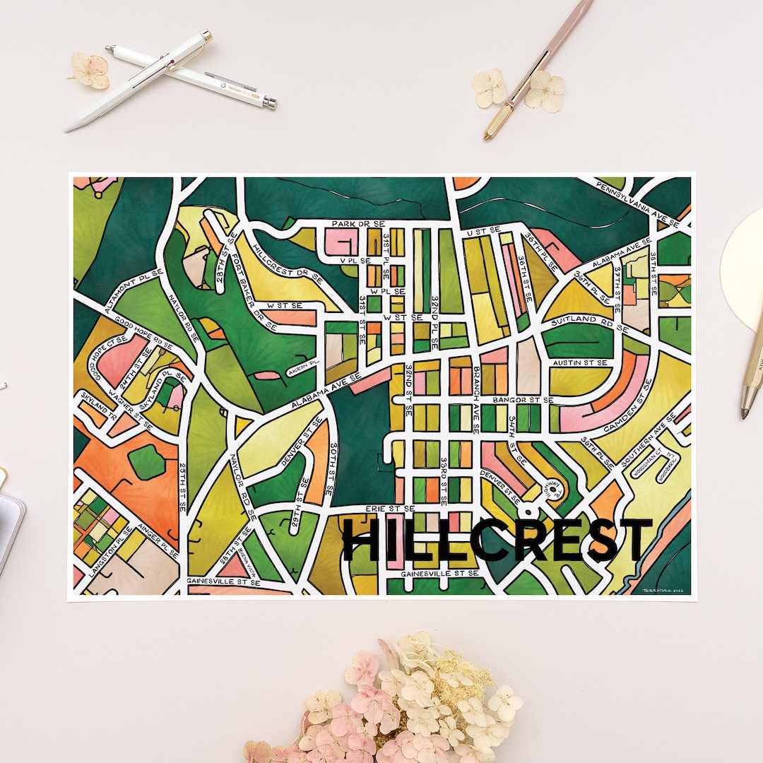 Hillcrest Neighborhood Map Art Print - Etsy