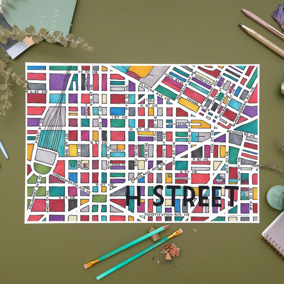 H Street Neighborhood Map Art Print - Etsy