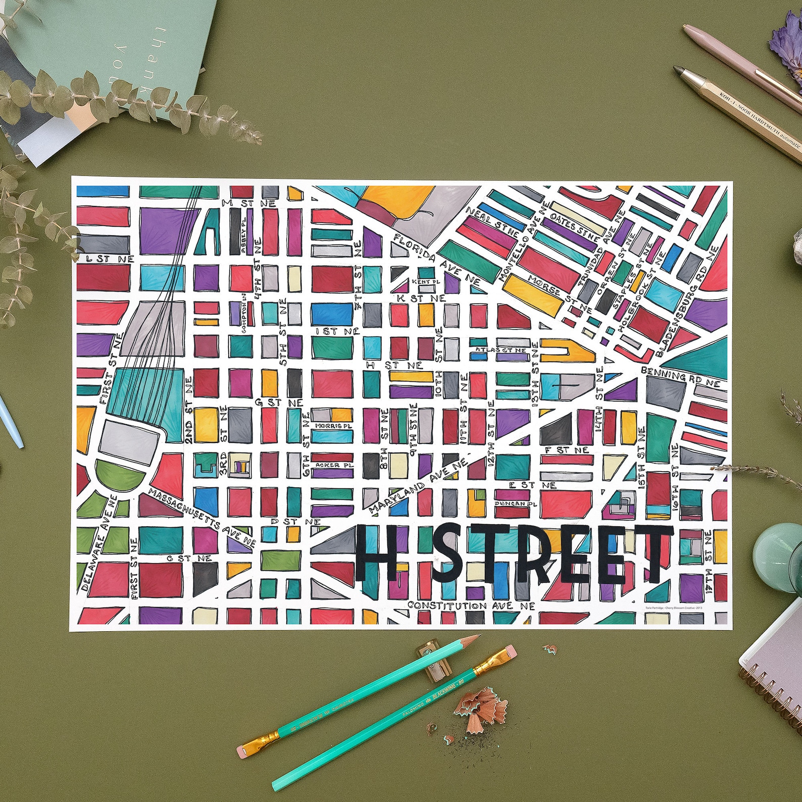 H Street Neighborhood Map Art Print - Etsy