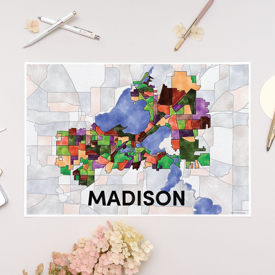 Madison Neighborhoods Map Art Print - Etsy
