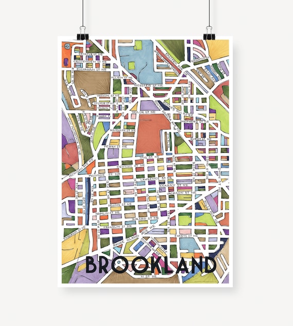Brookland Neighborhood Map Art Print | Etsy
