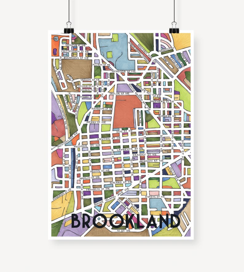 Brookland Neighborhood Map Art Print | Etsy
