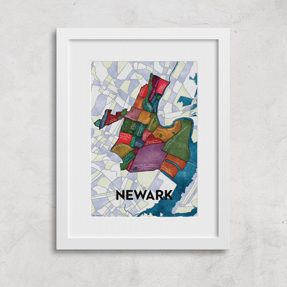 Newark Neighborhoods Map Art Print - Etsy