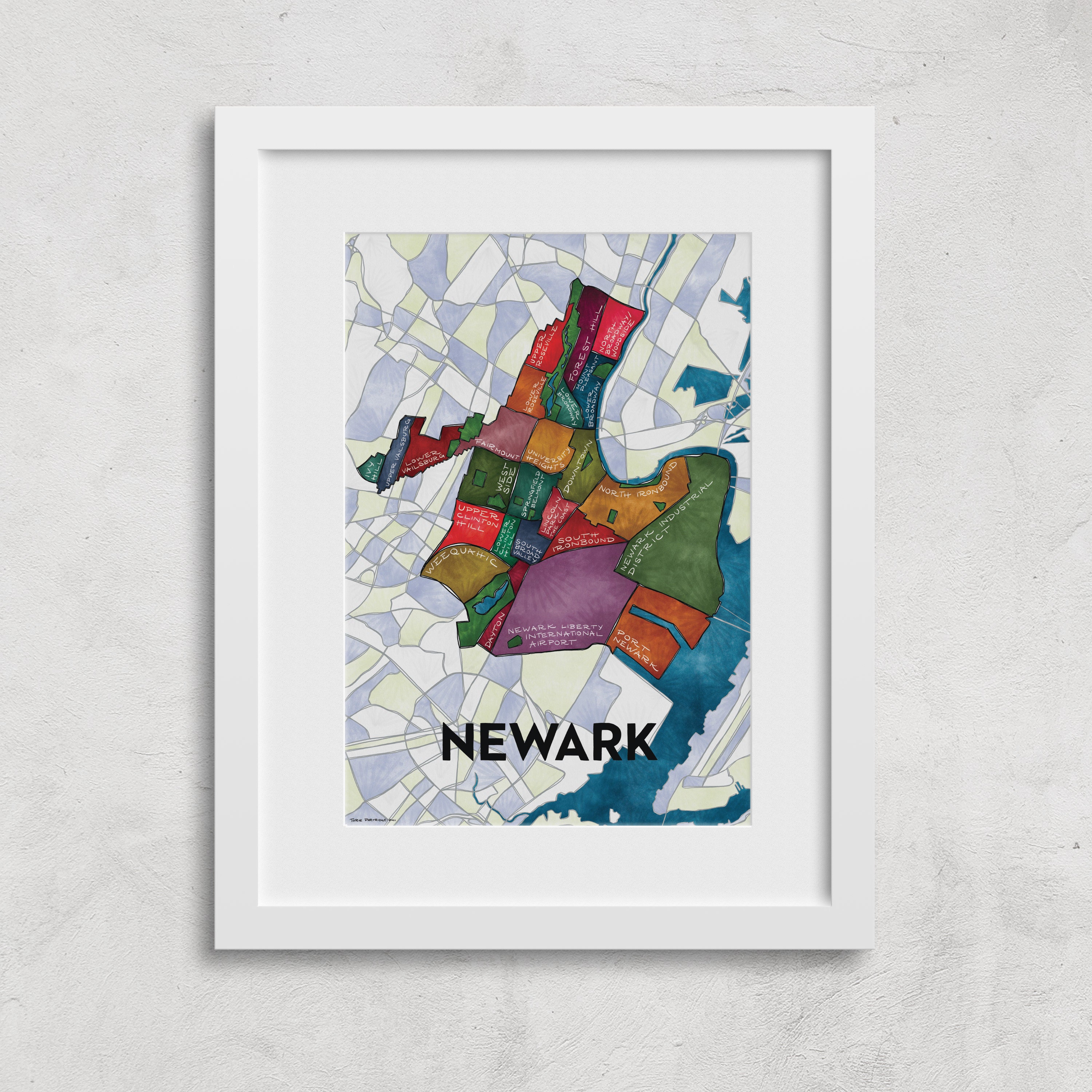 Newark Neighborhoods Map Art Print - Etsy