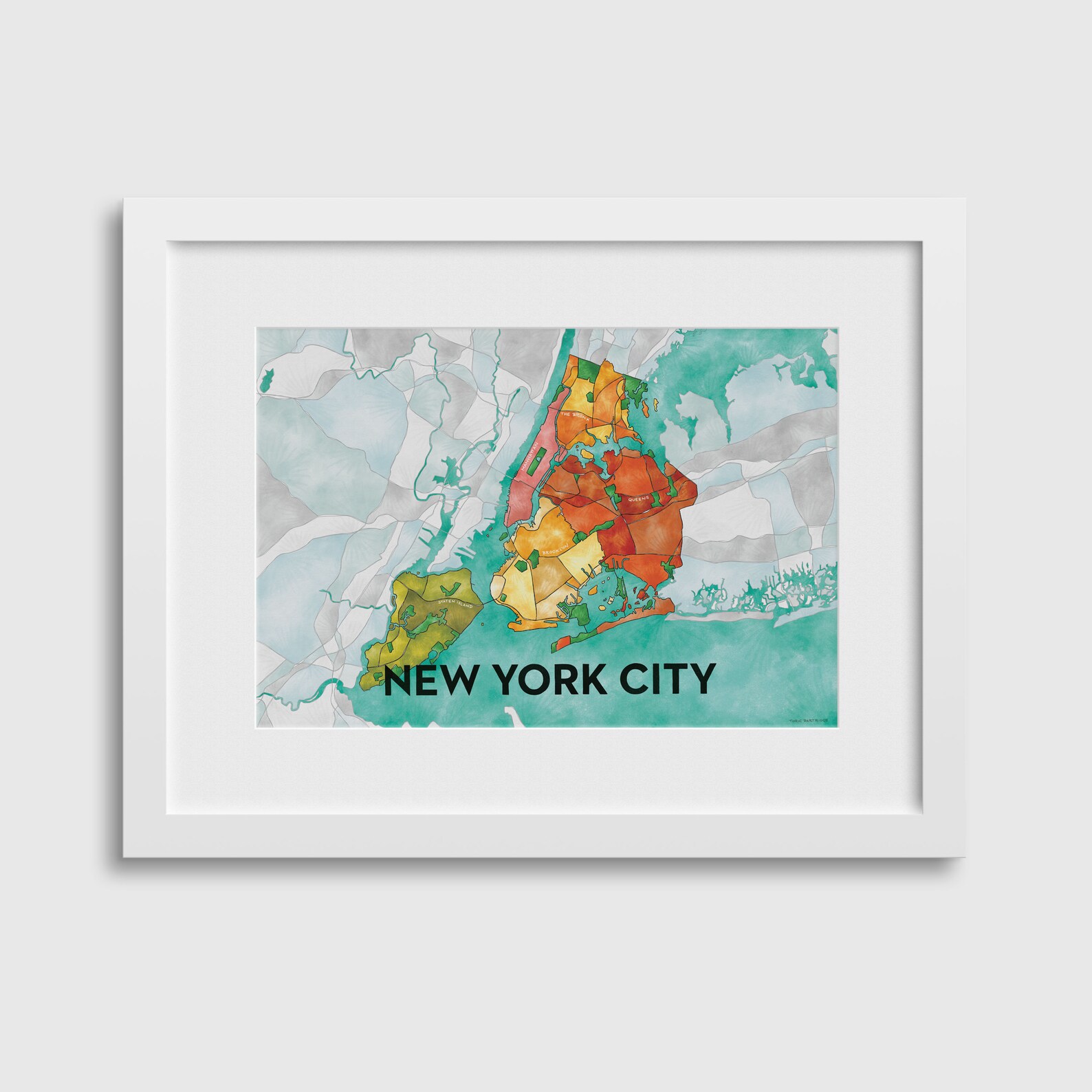 New York City Boroughs Map Art Print - Etsy
