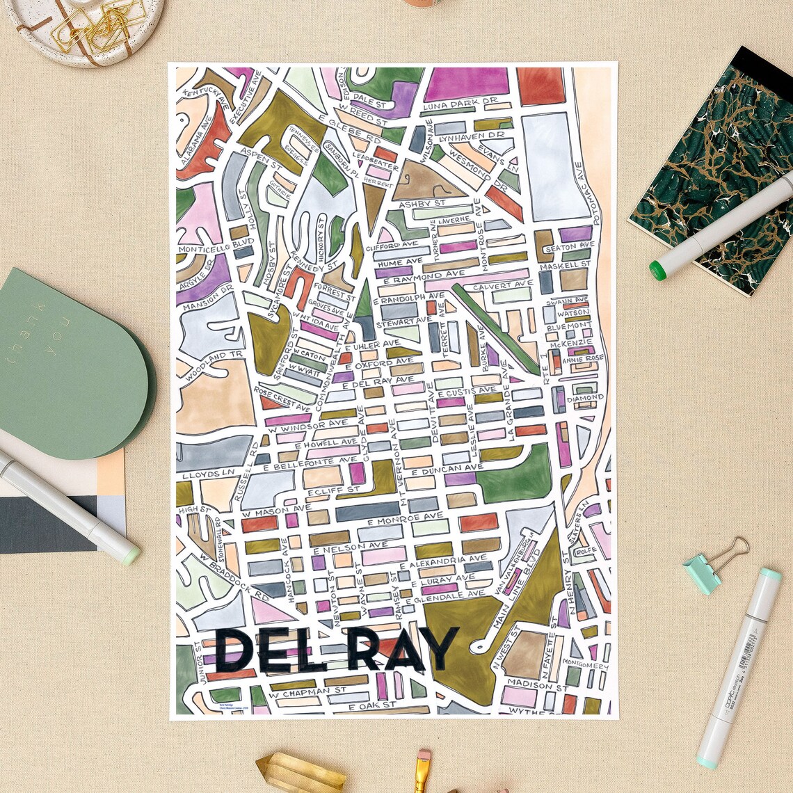 Del Ray Neighborhood Map Art Print | Etsy