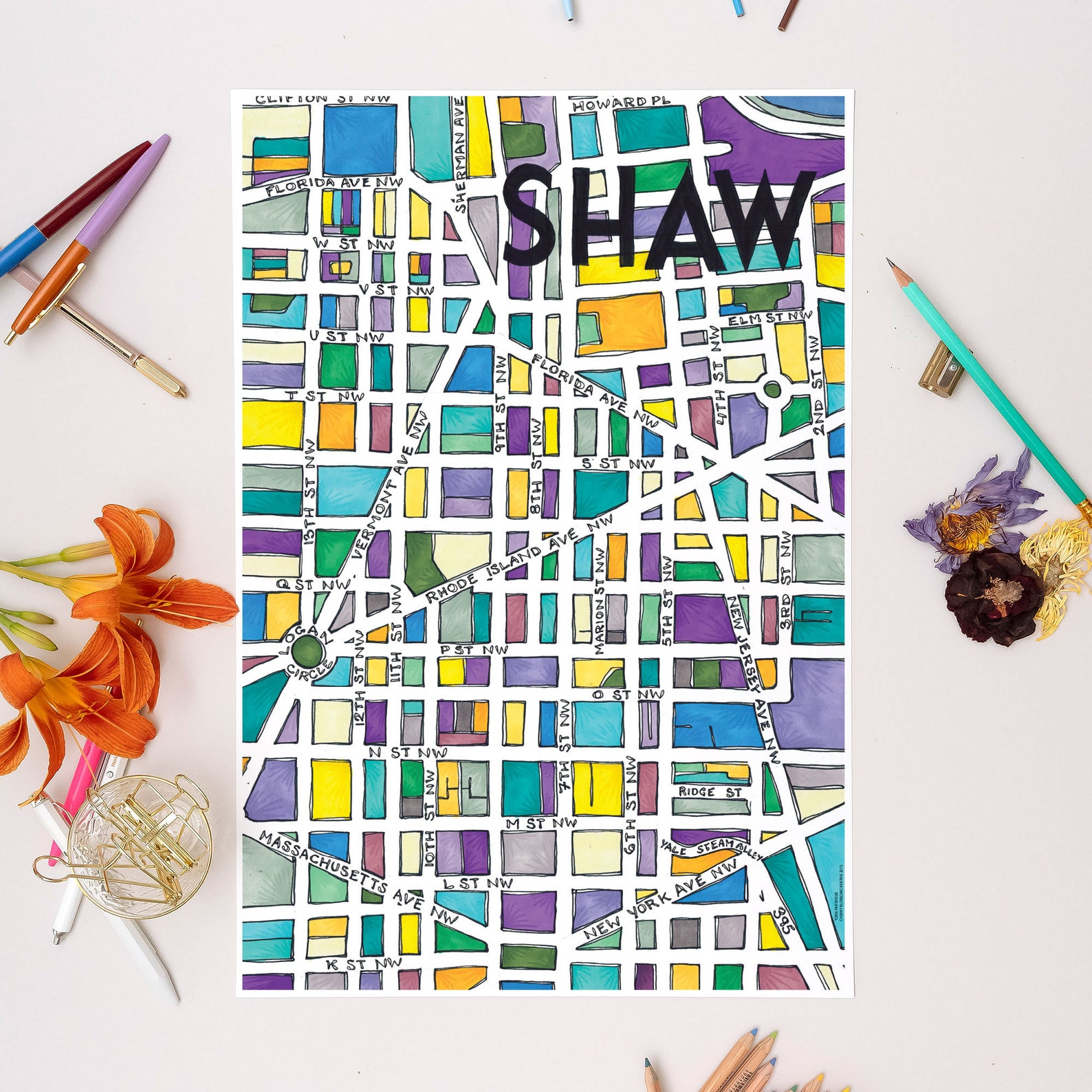 Shaw Neighborhood Map Art Print - Etsy