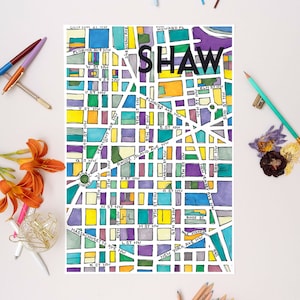 Shaw Neighborhood Map Art Print - Etsy