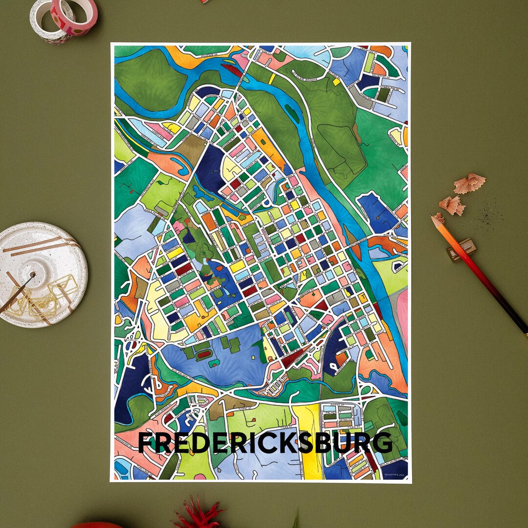 Fredericksburg Neighborhood Map Art Print - Etsy