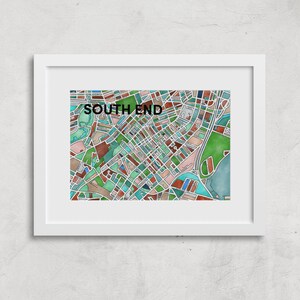 South End (boston) Neighborhood Map Art Print - Etsy