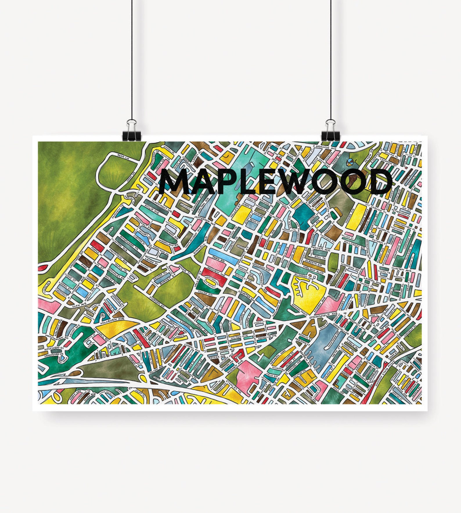 Maplewood New Jersey Neighborhood Map Art Print | Etsy