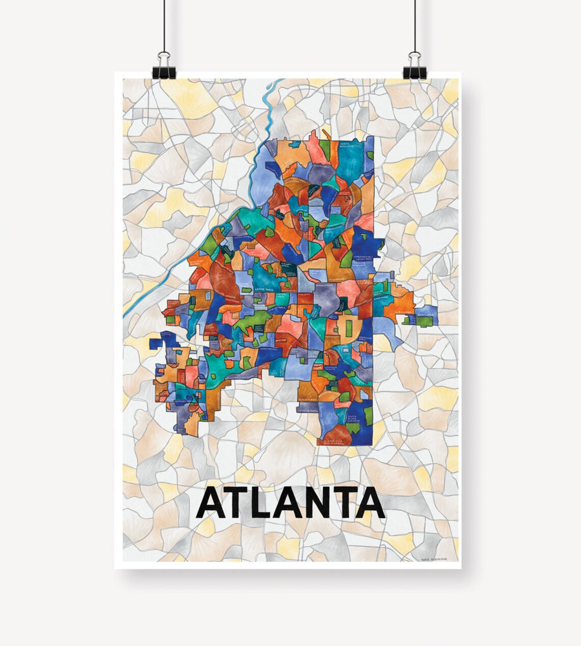 Atlanta Neighborhoods Map Art Print | Etsy