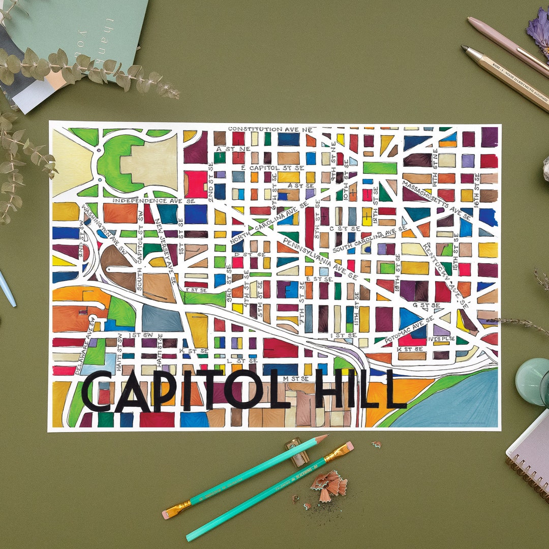 Capitol Hill Neighborhood Map Art Print - Etsy