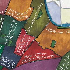 Newark Neighborhoods Map Art Print - Etsy