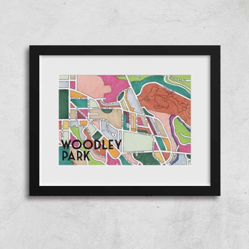 Woodley Park Neighborhood Map Art Print - Etsy