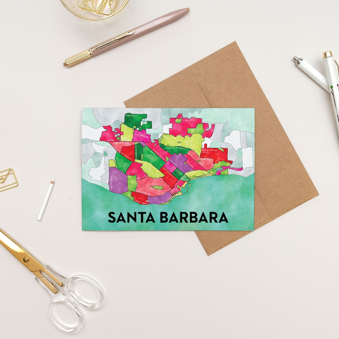 Santa Barbara Neighborhoods Greeting Card - Etsy