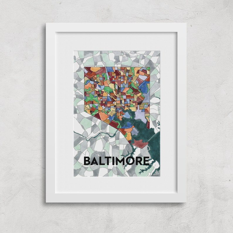 Baltimore Neighborhoods Map Art Print - Etsy