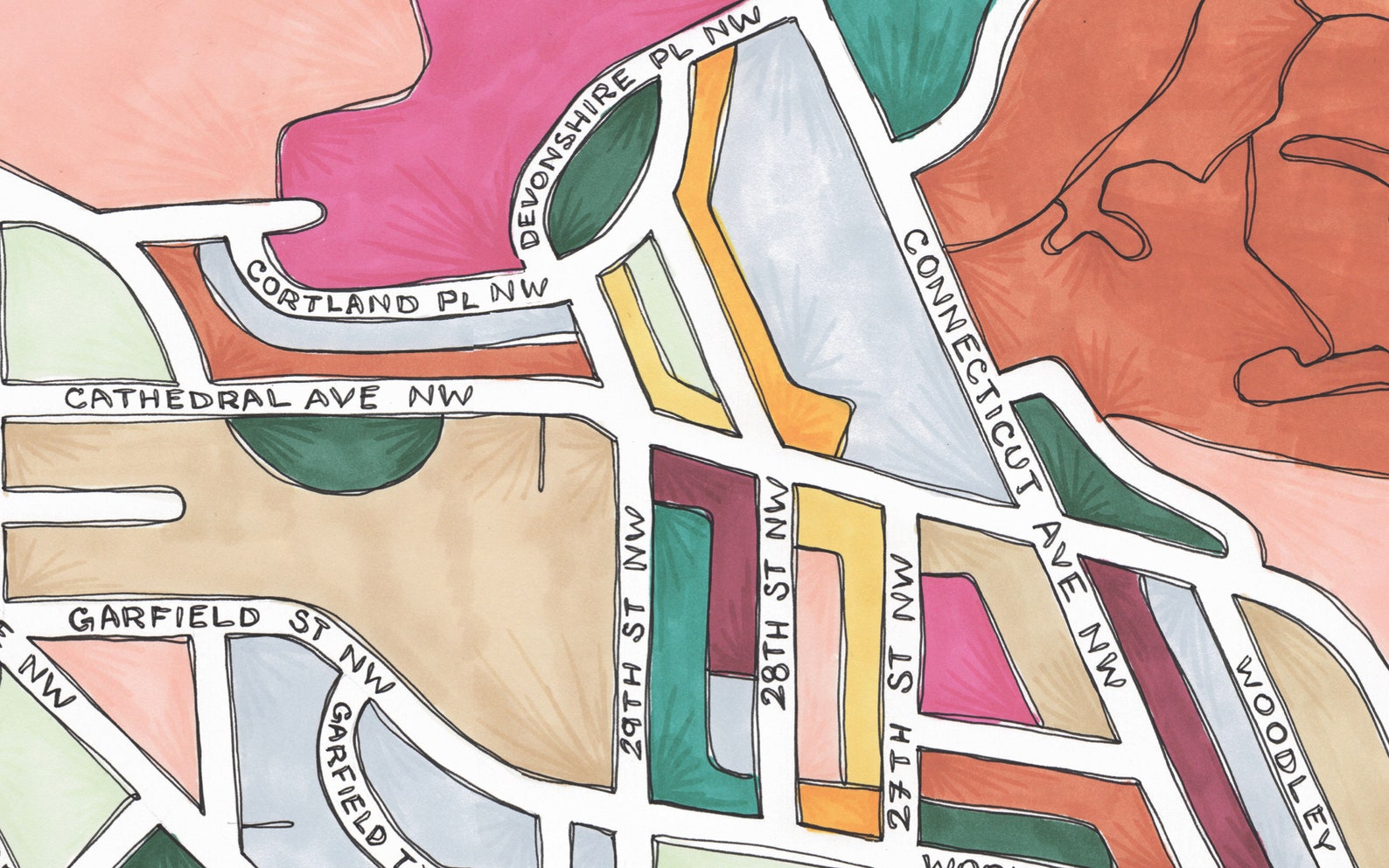 Woodley Park Neighborhood Map Art Print - Etsy