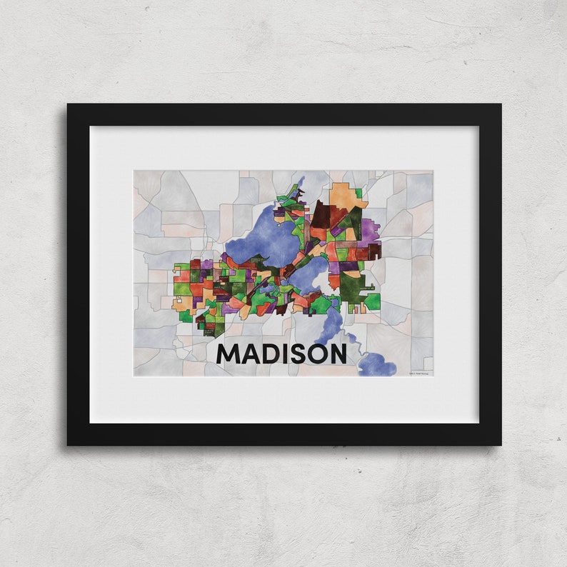 Madison Neighborhoods Map Art Print - Etsy