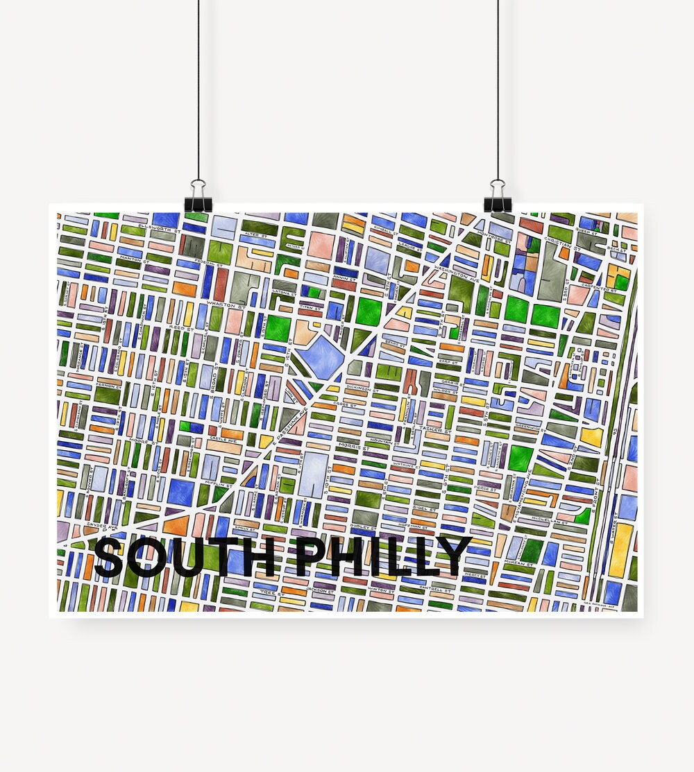 South Philly Neighborhood Map Art Print | Etsy
